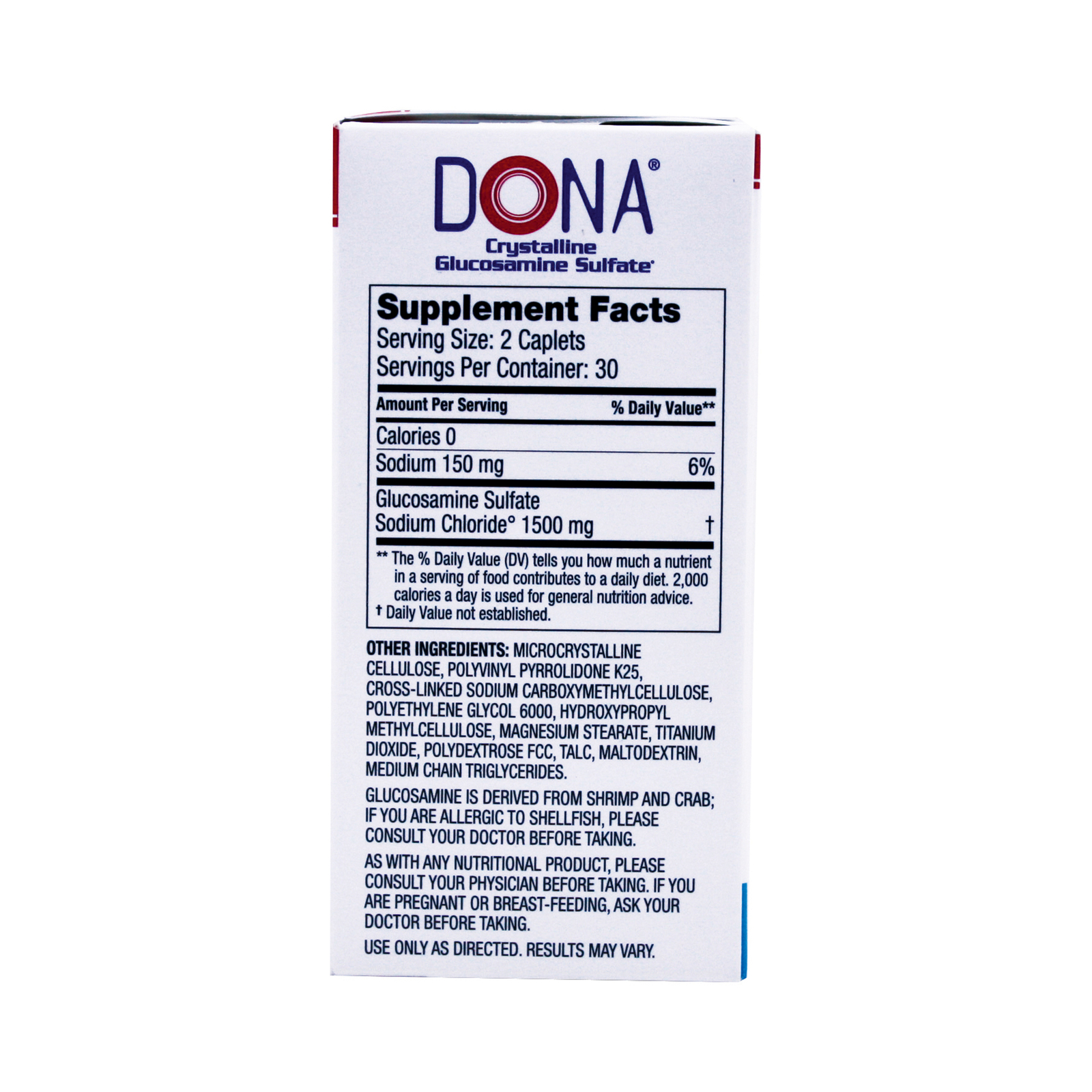 DONA 91108-060-10 Crystalline Glucosamine Sulfate Supplement 750mg - 60 ...