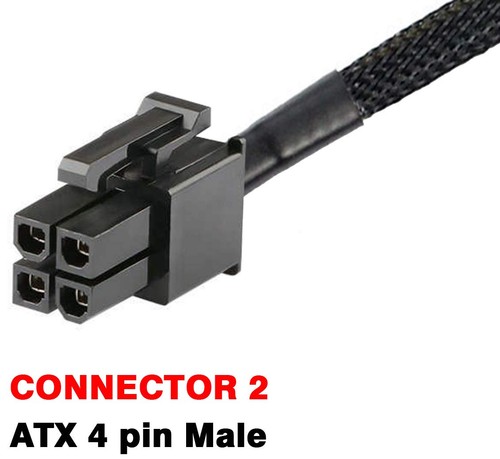 LP4 Molex Male to ATX 4 pin Male Auxiliary Sleeved Braided Power ...