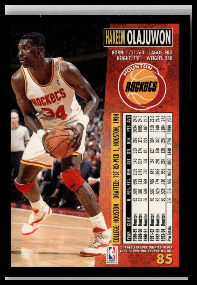 1994-95 Fleer #85 Hakeem Olajuwon | eBay