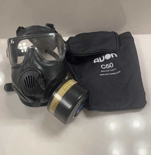Avon C50 Respirator Large Gas Mask with CBRN Filter Clear Outsert & Bag ...