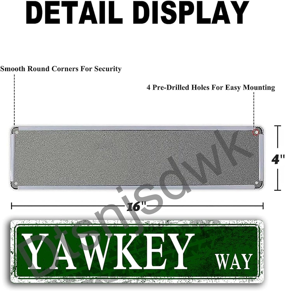 Vintage Yawkey Way Street Signs Retro Metal Tin 16X4 Inch Road Sign the ...
