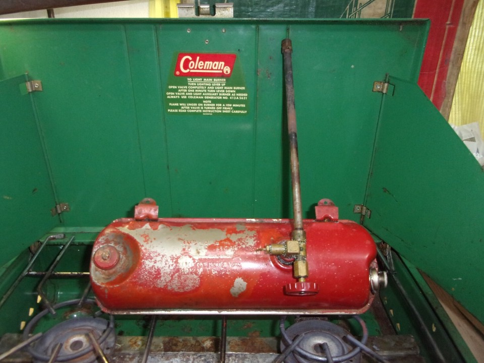 Vintage Coleman 413G 2 Burner Gas Camping Cook Stove W/Box Date 9-1969 ...