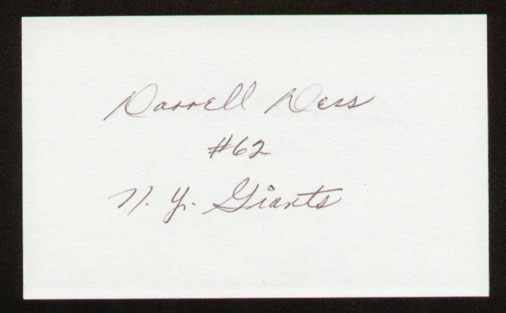 Darrell Dess signed autograph 3x5 card Football Player#62 New York ...