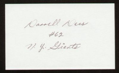 Darrell Dess signed autograph 3x5 card Football Player#62 New York ...