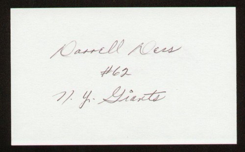 Darrell Dess signed autograph 3x5 card Football Player#62 New York ...