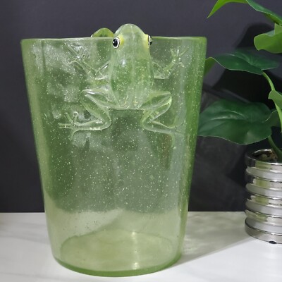 Vintage Neon Lime Green Acrylic Lucite Tree Frog Trash Can Waste Basket ...