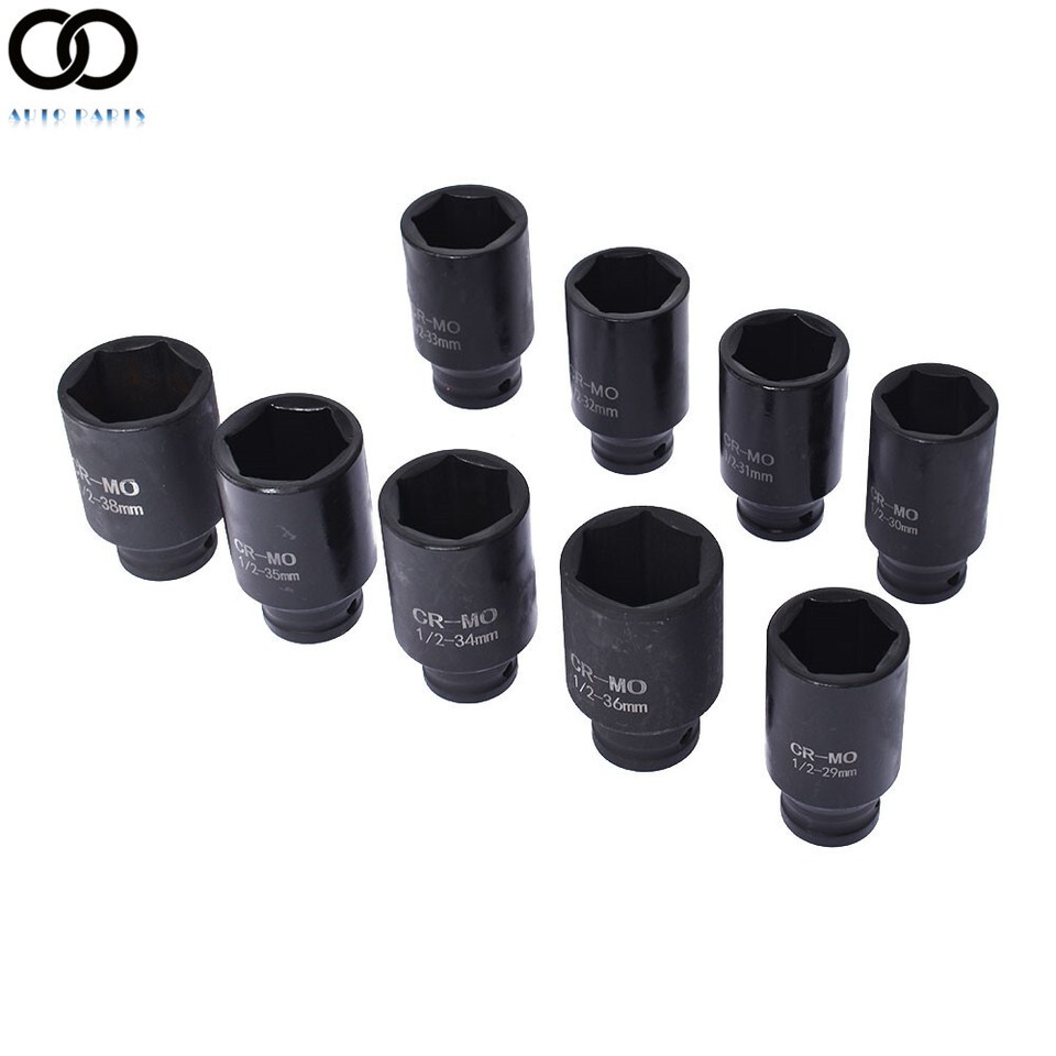 9Pcs 1/2" Drive Deep Impact Socket Set - Metric Axle Hub Nut Sockets 29 ...