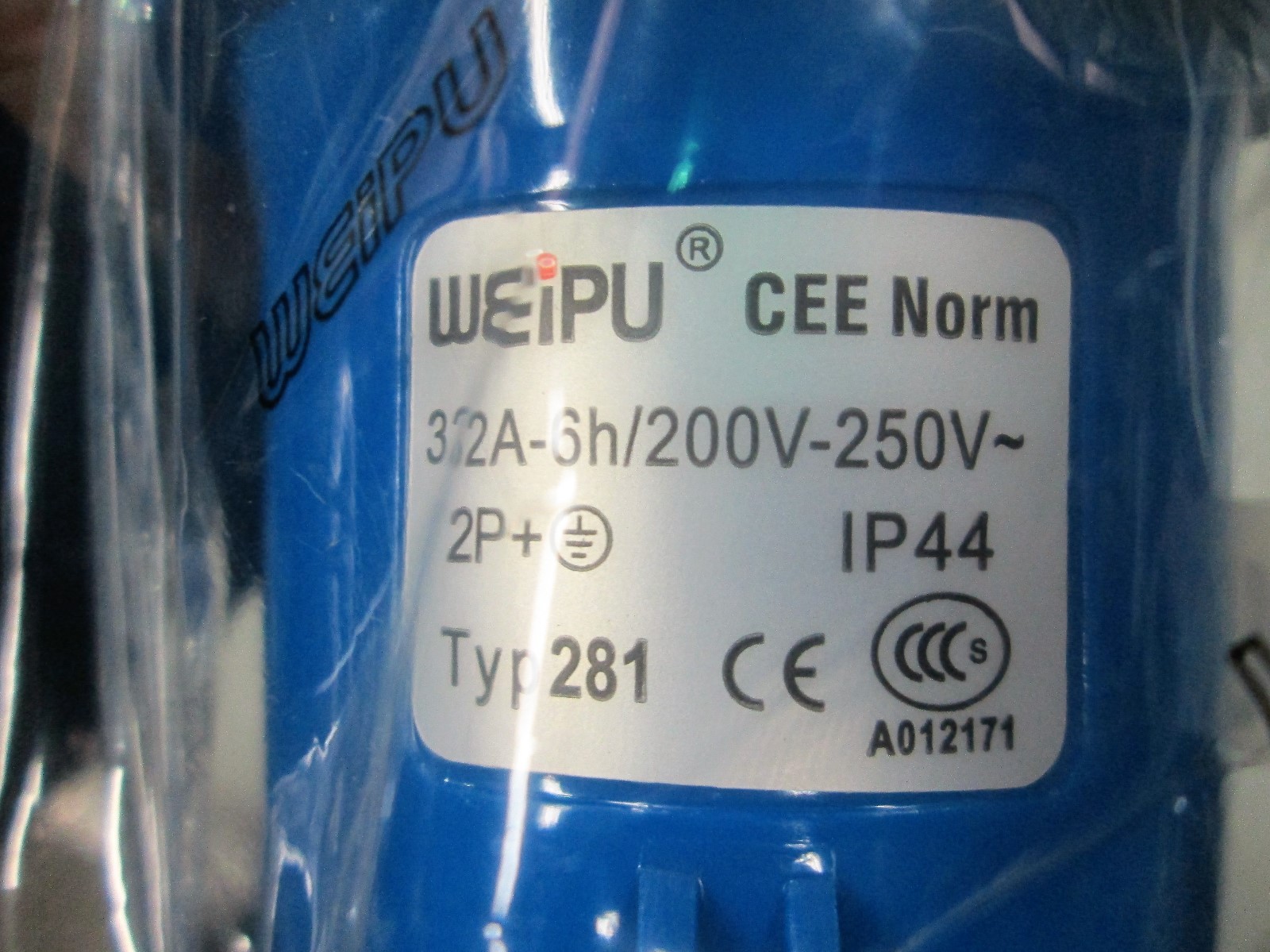 Weipu Cee Norm 3 Prong Male Plug 32A-6H/200V-250V Typ281 IP44 (NIB) | eBay