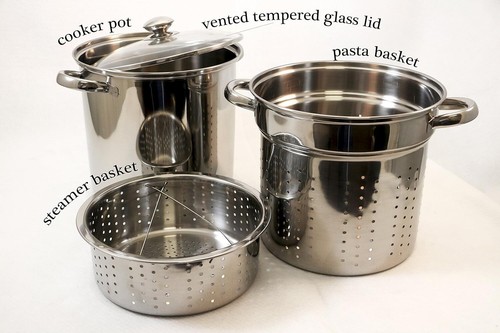 12 Qt 4 Piece 18/10 Stainless Steel Multi-Cookware Set w/ Encapsulated ...