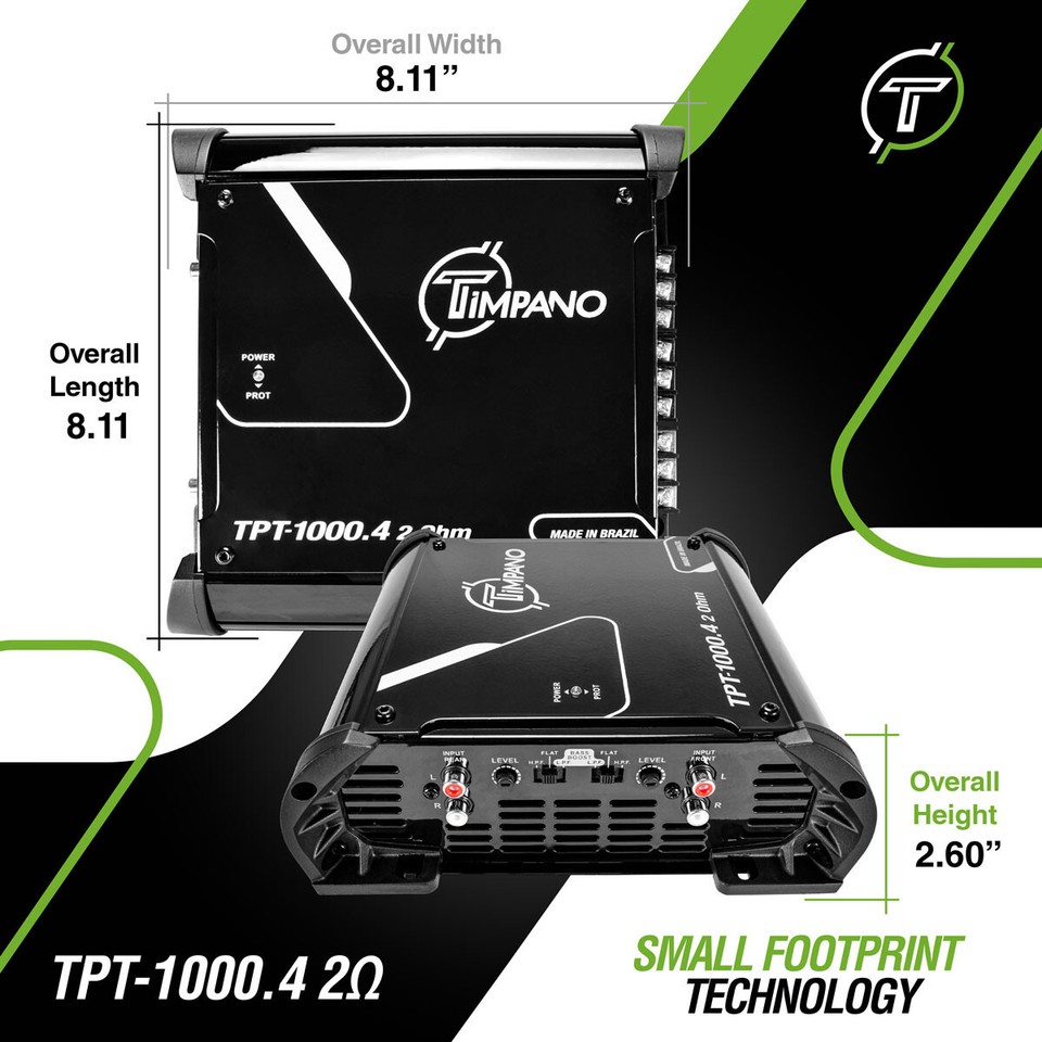 Timpano TPT-1000.4 Amplifier 2 Ohms Compact 4 Channel Full Range ...