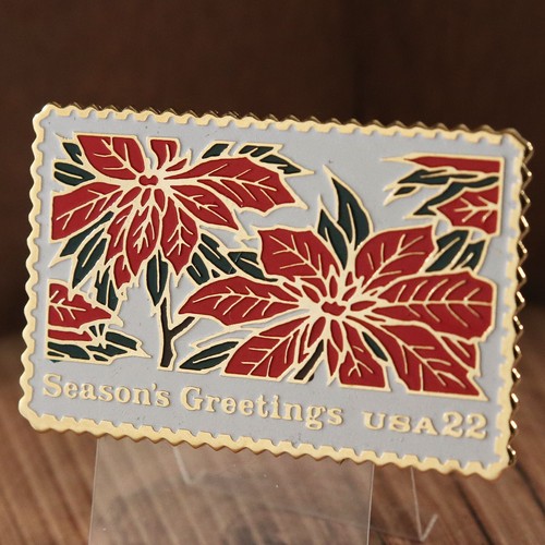 Season's Greetings USA 22 Cents Poinsettia Postage Stamp Lapel Pin ...
