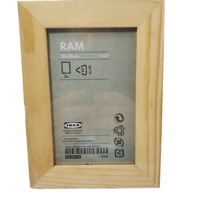 IKEA RAM Picture Frame 3-Pack 4x6" Pine Wood Plexiglass Photo ...