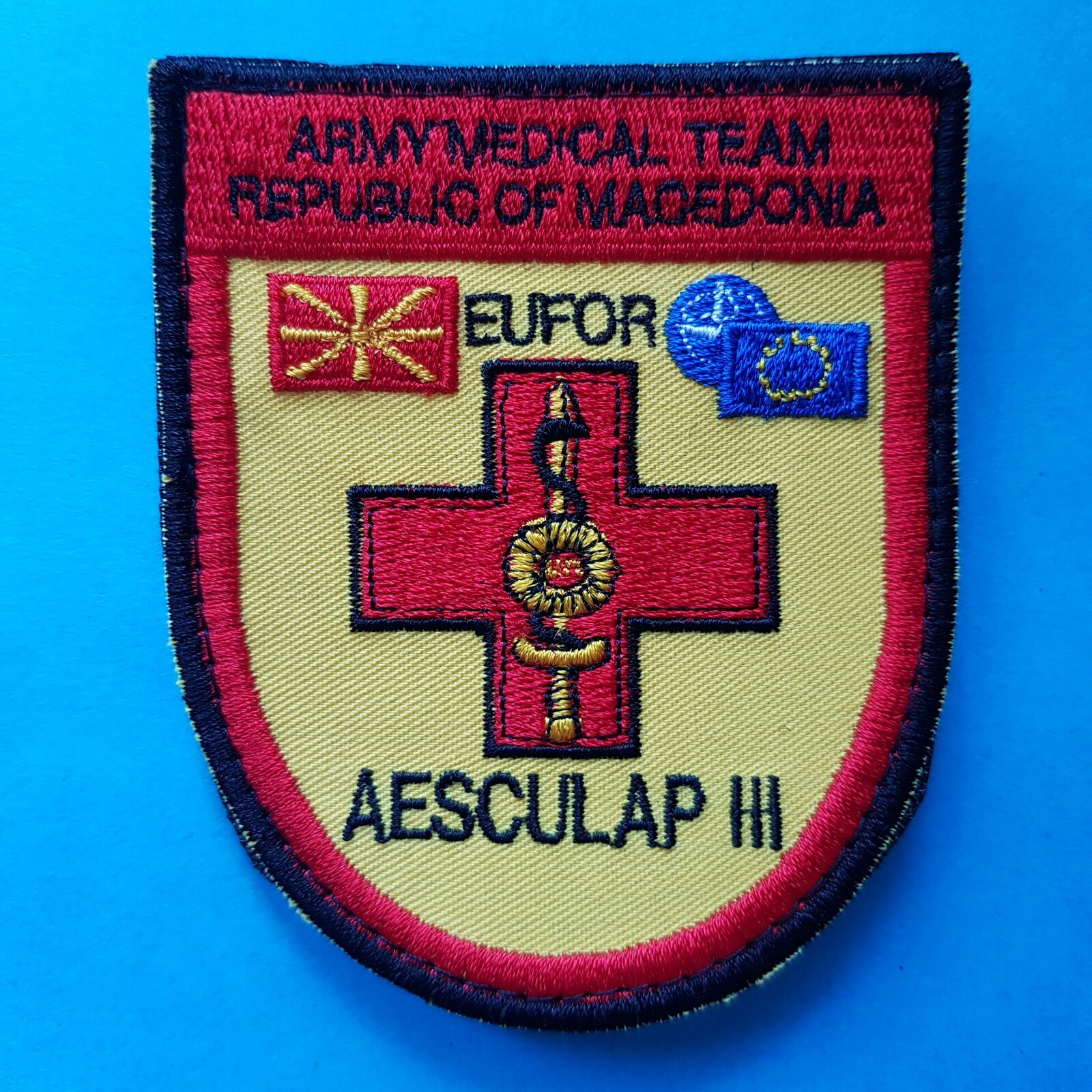 Army Medic Medical Team MACEDONIA Macedonian EUFOR NATO Sleeve Badge ...
