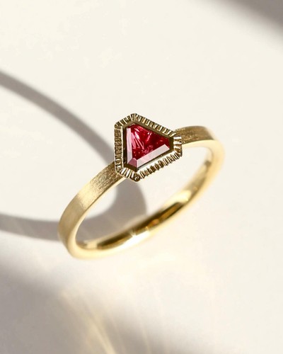 Tourmaline Engagement Ring, 14K Gold Plated Trilliant Shape Wedding ...