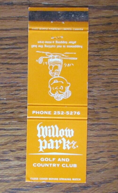CHARLIE BROWN CARTOON MATCHBOOK COVER: WILLOW PARK GOLF CALGARY ...