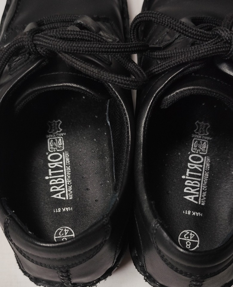 Arbitro Mens Leather Hand Made Natural Orthopaedic Comfort Shoes Black ...