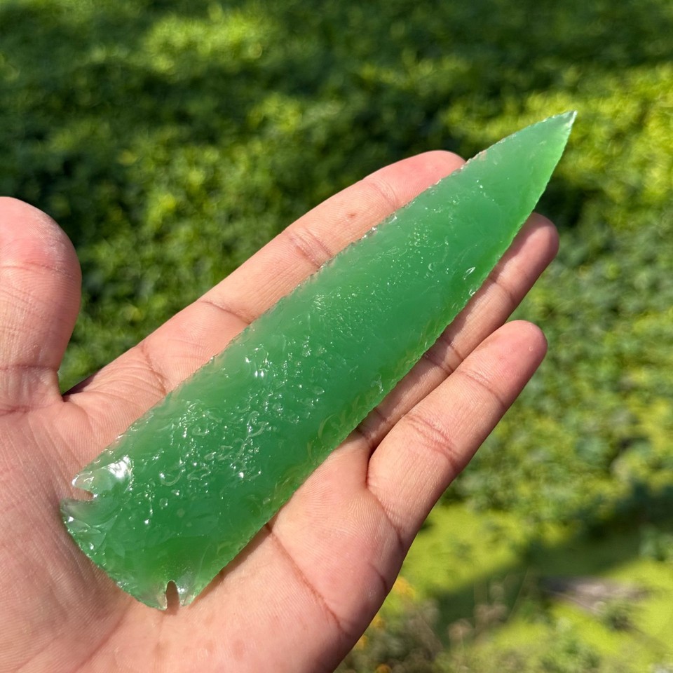 Green Aventurine Glass Arrowhead – Hand Knapped Crystal Stone – Gifted ...