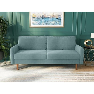 Kingway Furniture Aurora Velvet Living Room Sofa in Light Grayish Cyan ...