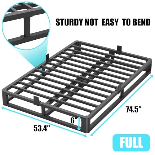 Bed Frame with Round Corner Edges, Low Profile Metal Platform Bed Full ...