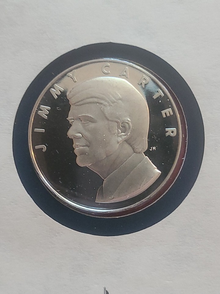 1977 999 Silver Jimmy Carter Inauguration Day Medallion & Stamp Set OGP ...