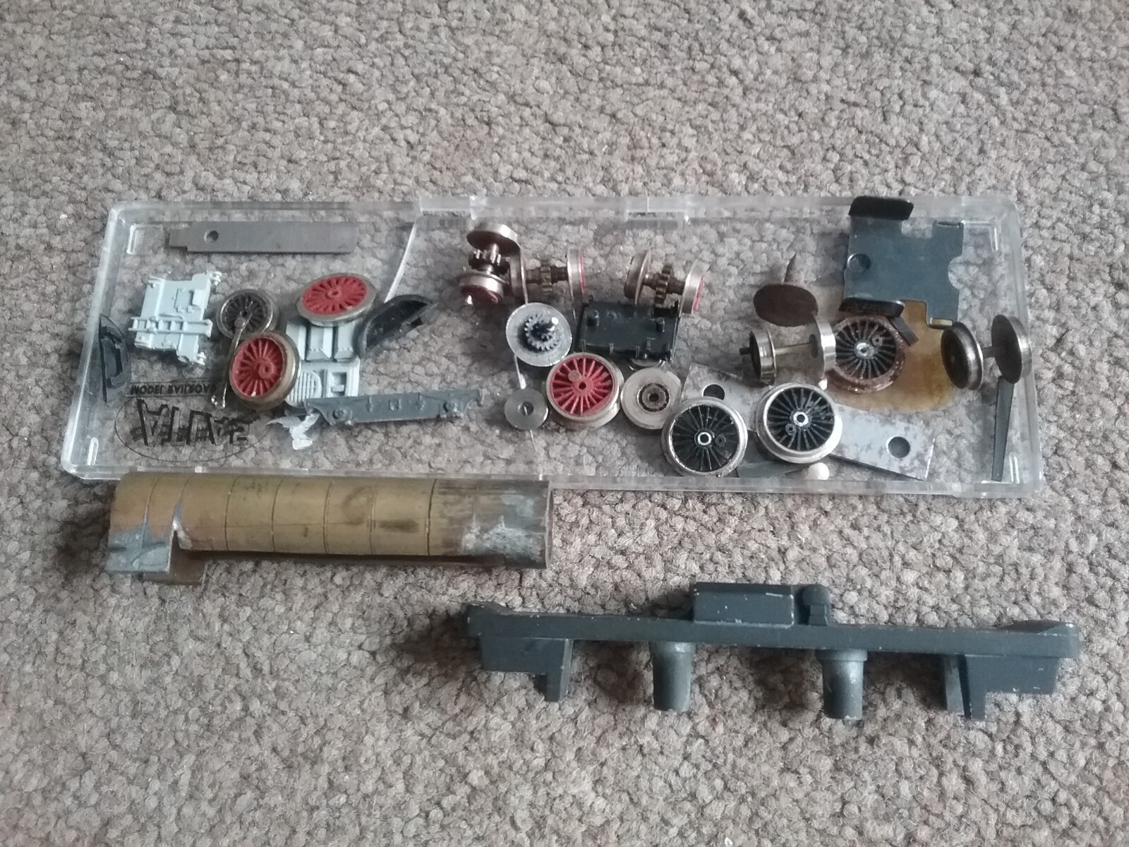 N gauge. Small lot of assorted spare parts. Including steam loco boiler ...