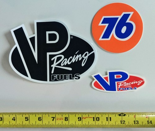 Lot of 3 VP Black + Red + 76 racing decals. Nhra Nascar Hotrod Ratrod ...