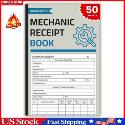 Mechanic Receipt Book: Automotive Repair Work Order Form | Auto Repair ...
