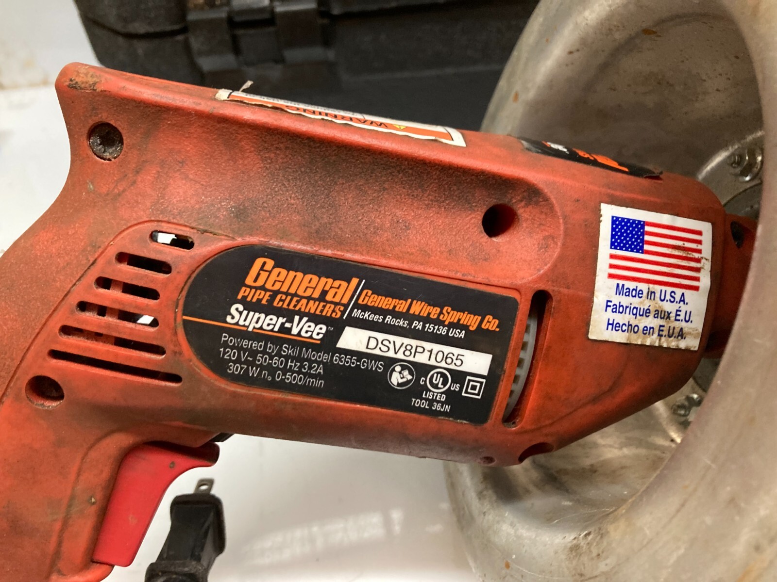 General 6355GWS Super Vee Pipe Snake Drain Cleaner 120v W/ Case for ...