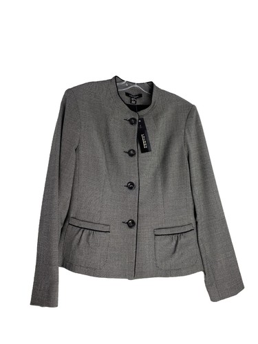Louben Women’s Textured Blazer Jacket Sz:10 Wool Blend Grey Lined NWT ...