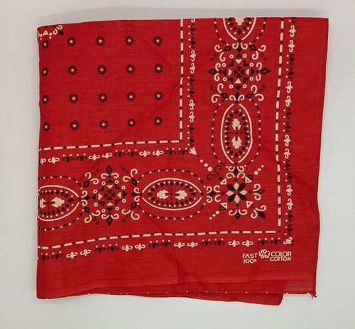 Vintage Color Fast Red Bandana Handkerchief 100% Trunk Up Cotton Biker ...