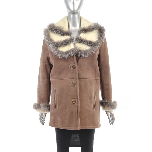 Shearling Jacket with Silver Fox Trim- Size M | eBay