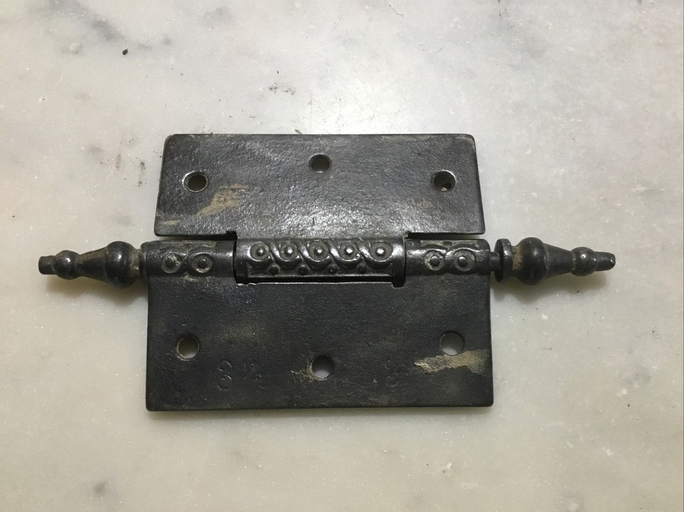 Antique Pair Cast Steel Ornate Door Hinges Fancy Steeple Pins | eBay