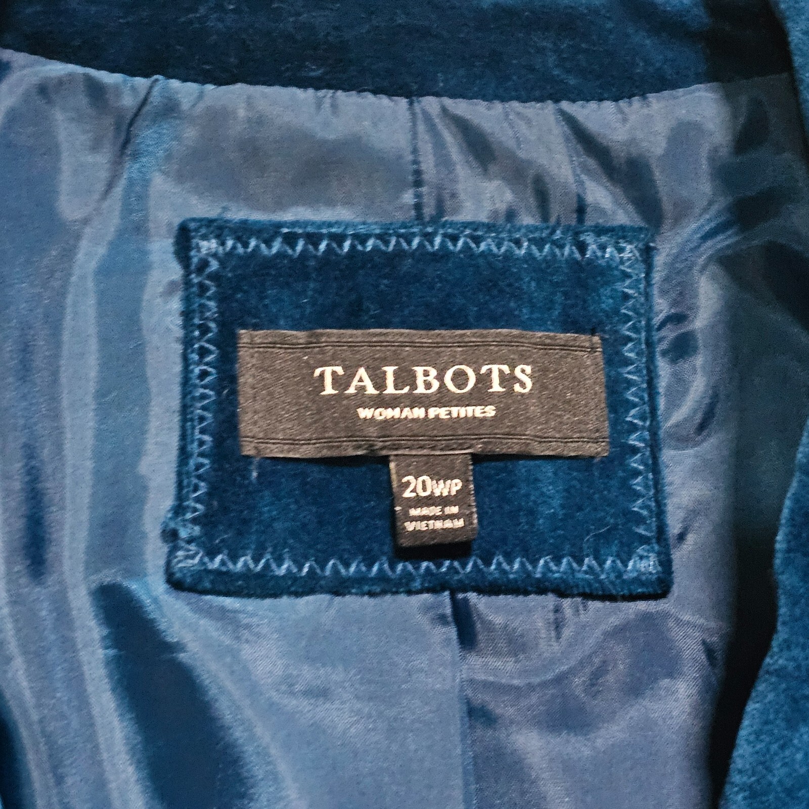 Talbots Jacket Blazer Womens 20W Petite Blue Velvet L… - Gem