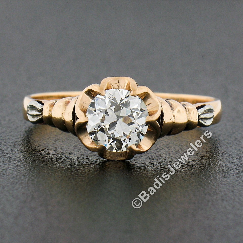 Antique Victorian 18k Gold GIA European Diamond Flower Basket ...