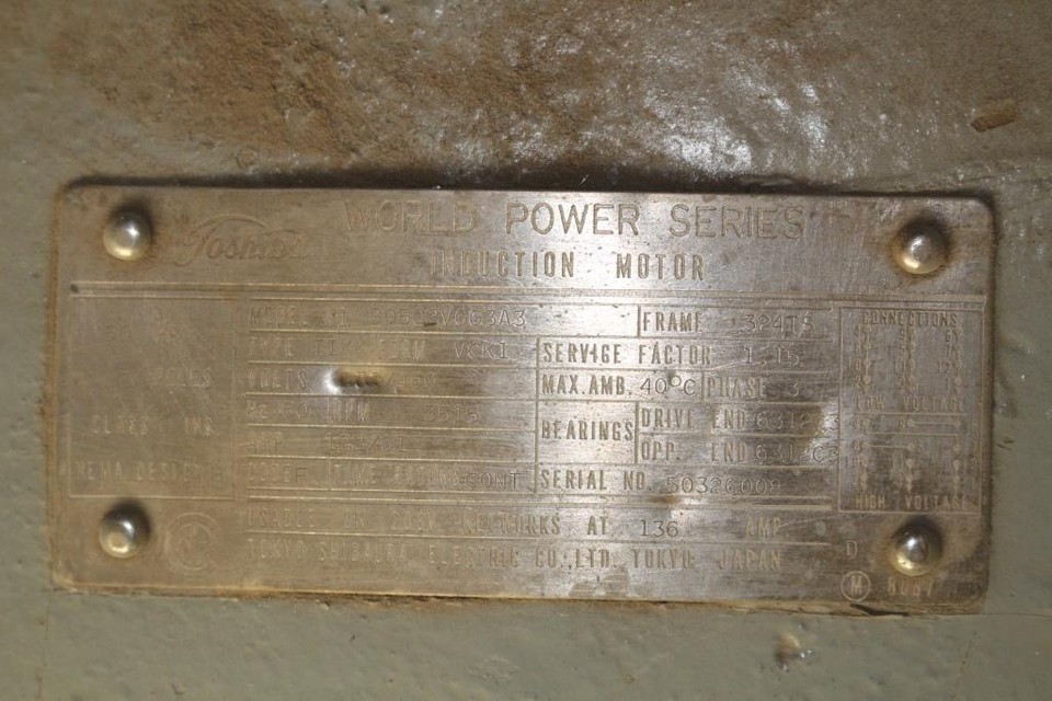 50 HP Toshiba World Power Series Motor 3515 RPM 324TS Frame 460 Volt ...