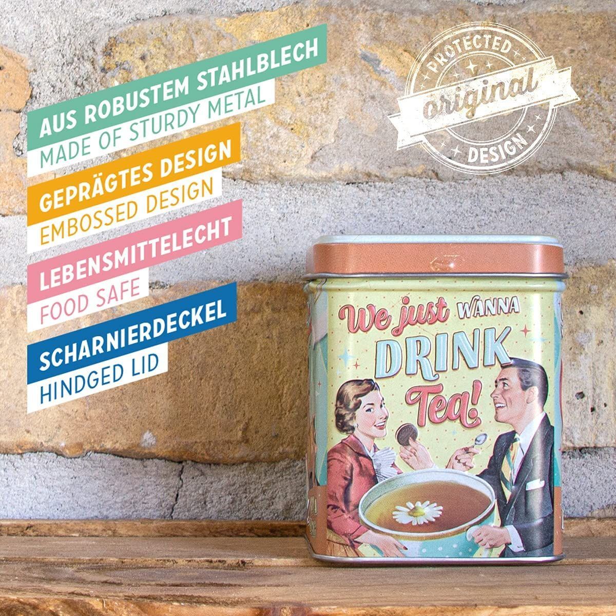 Nostalgic-Art - Small Metal Tea Sugar Storage Box Tin Jar - Tea ...