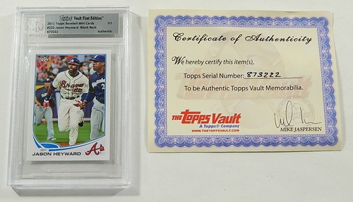 2013 Topps Vault Baseball Mini Jason Heyward Blank Back 1/1 with COA | eBay