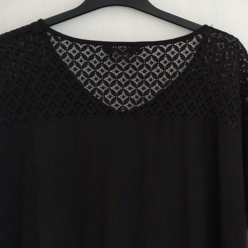 Ladies black top, size 26/28 lacey sleeves and back panel YOURS | eBay UK