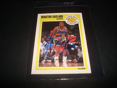 1989 NBA FLEER #53 WINSTON GARLAND WARRIORS Missouri SIGNED AUTHENTIC ...