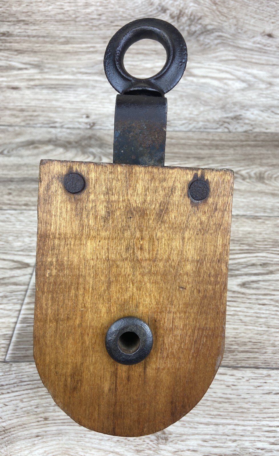 Vintage Wooden Barn Hay Pulley with Metal Eyelet Swivel Hook | eBay