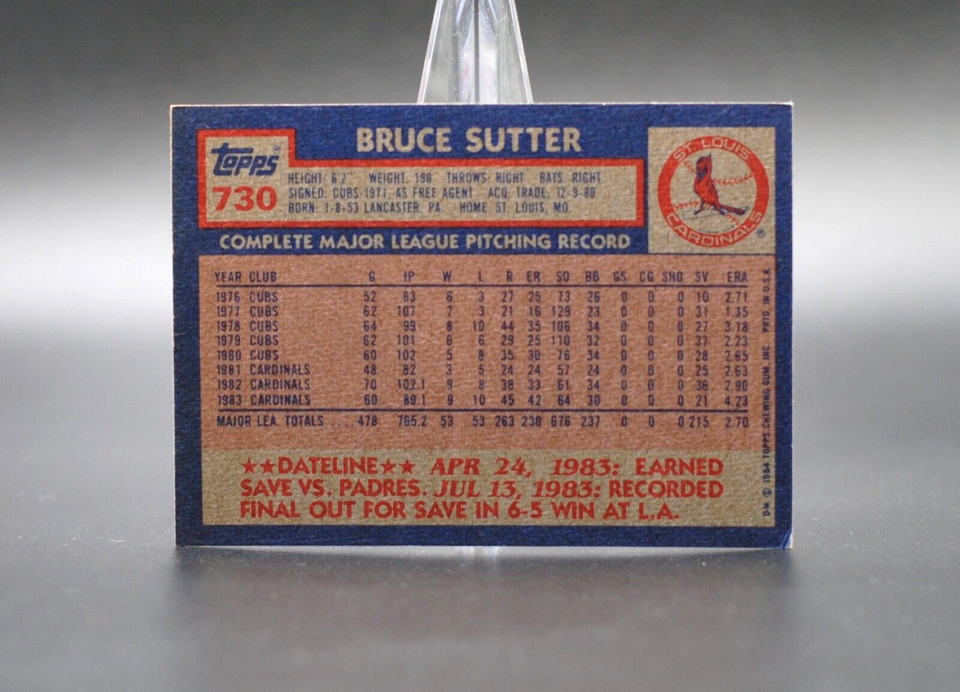 1984 Topps BRUCE SUTTER Card #730 EX-MT St. Louis Cardinals | eBay