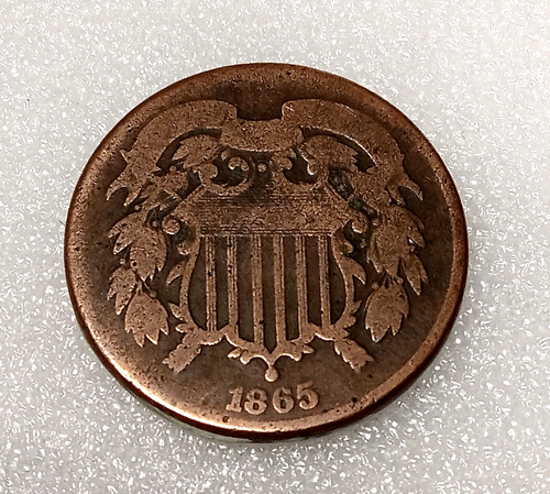 🔹1865 Philadelphia Mint TWO CENT Copper Odd Type US Coin Civil War ...