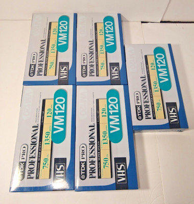 Lot of 5 TDK Professional Master Series Visual Master VM120 VHS Tapes ...