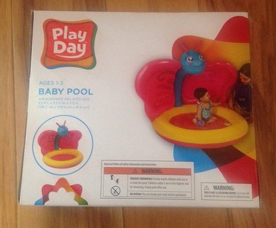 Play Day Inflatable Baby Pool Monkey Sunshade Summer Play Fun Ages 1-3 ...