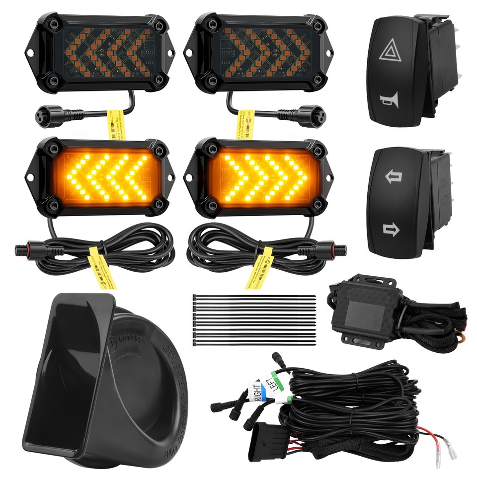UTV Turn Signal Kit w/110D Horn Arrow-Flow Blinker Rock Switch Street ...