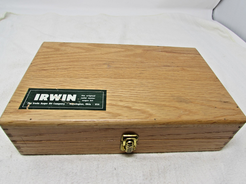 Exc. Set of 13 Irwin Solid Center Auger Bits in Exc. Oak Case | eBay