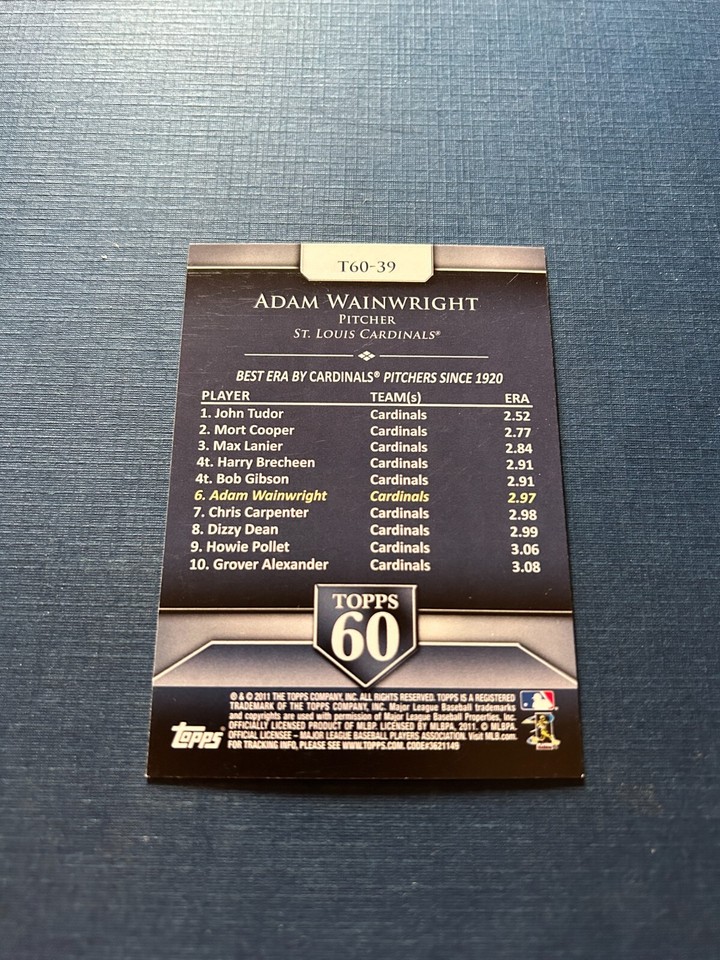 2011 Topps Baseball Topps 60 Adam Wainwright Insert #T60-39 NM | eBay