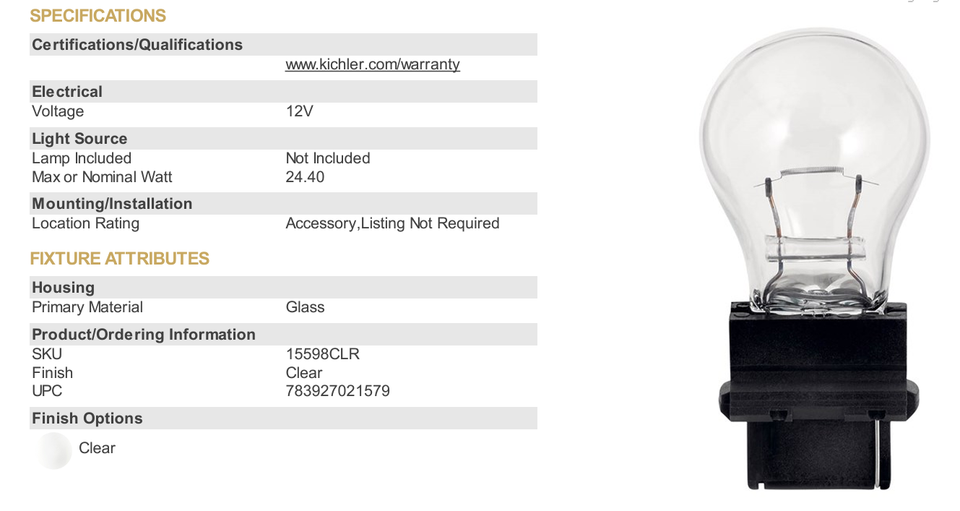 Kichler 3156K Bulb, 12V - 24.4W, Clear Accessory Light Bulb [10 PACK ...