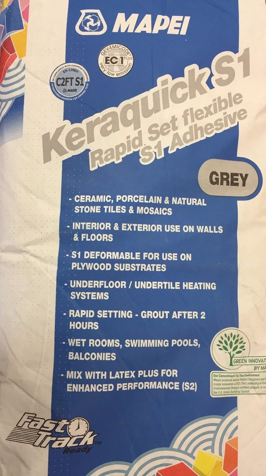 Mapei Keraquick Grey Flexible Rapid Set Tile Adhesive 5kg for Tiles and ...