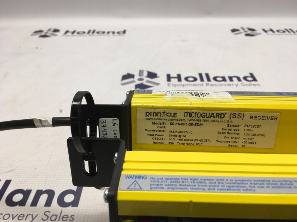 Pinnacle microguard emitter/receiver, light curtain, SS-16-0F1-20-EDM ...